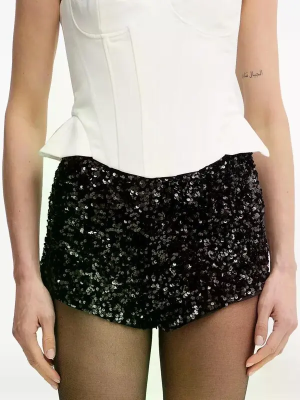 Bardot Sequined High-waisted Shorts - Black