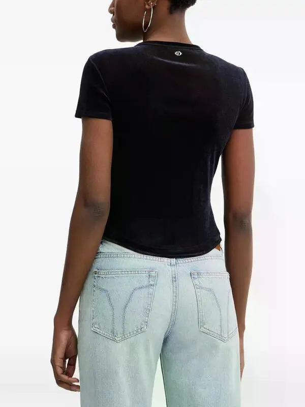 Miss Sixty Flocked Texture Lip Print T-shirt