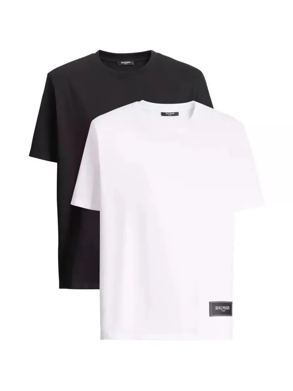Balmain Logo-patch T-shirts - Black