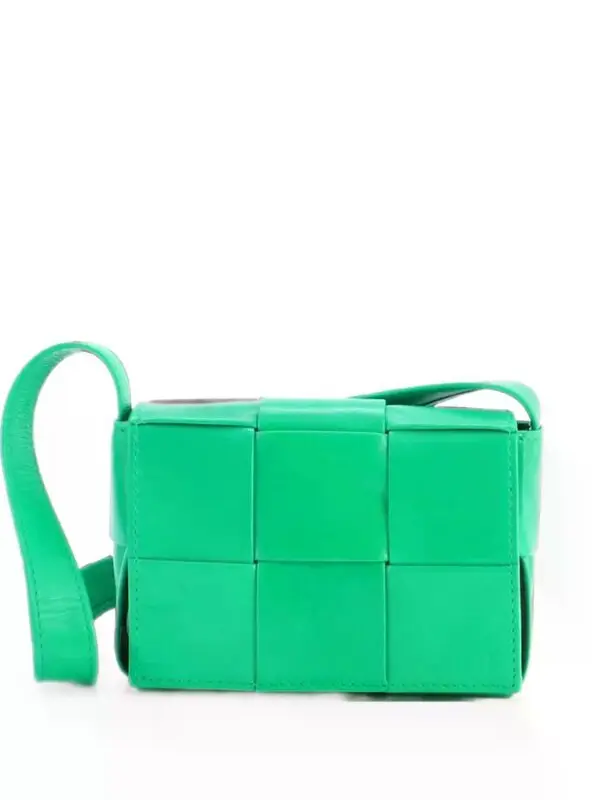 Bottega Veneta Cassette Maxi Intrecciato Leather Candy Crossbody Bag - Green