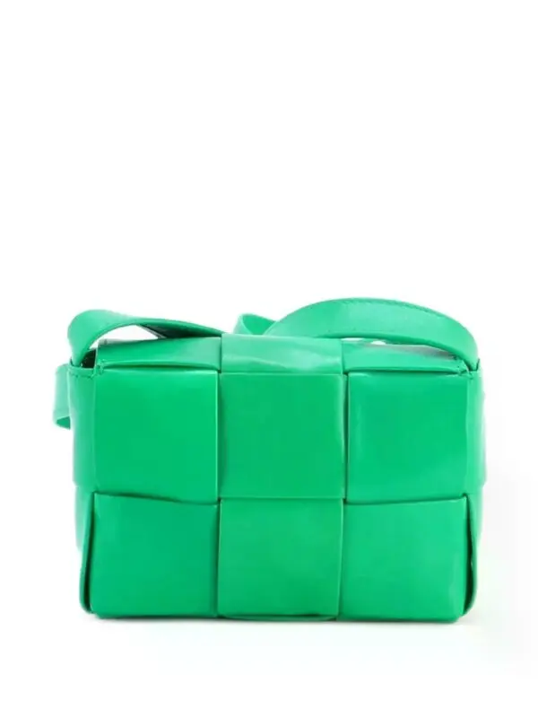 Bottega Veneta Cassette Maxi Intrecciato Leather Candy Crossbody Bag - Green