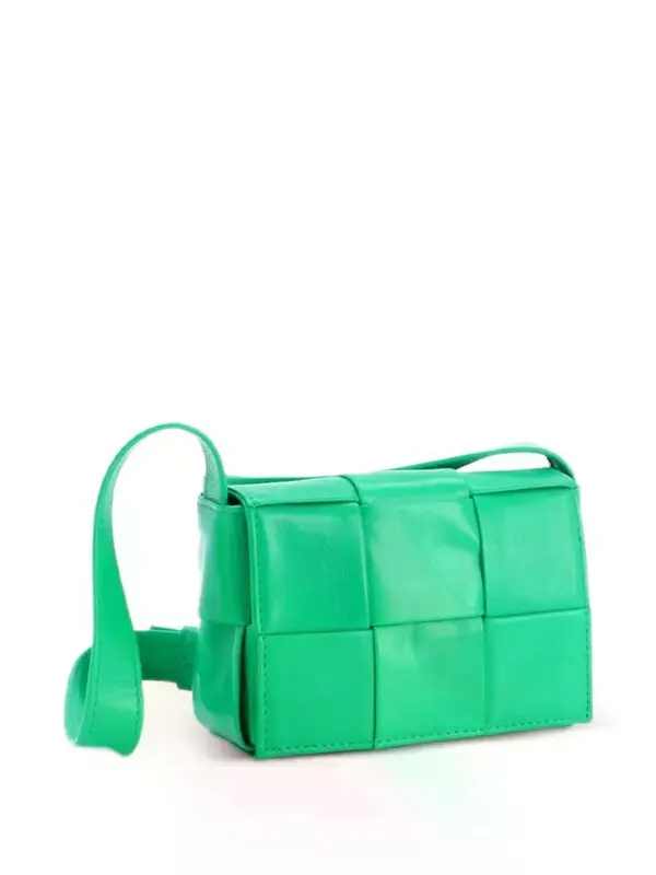 Bottega Veneta Cassette Maxi Intrecciato Leather Candy Crossbody Bag - Green