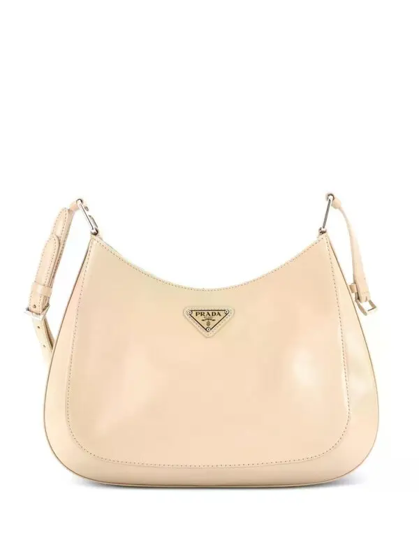 Prada Cleo Shoulder Bag Spazzolato Leather Hobo Bag - Neutrals