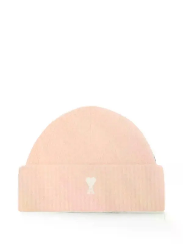 AMI Paris De Coeur Interlock-knit Beanie Hat - Pink
