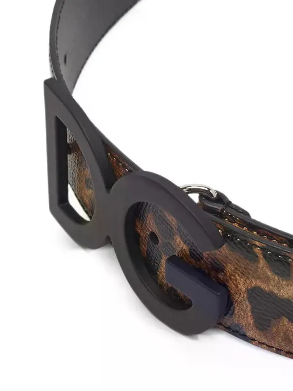Dolce & Gabbana Leopard Print Belt With Dg Logo