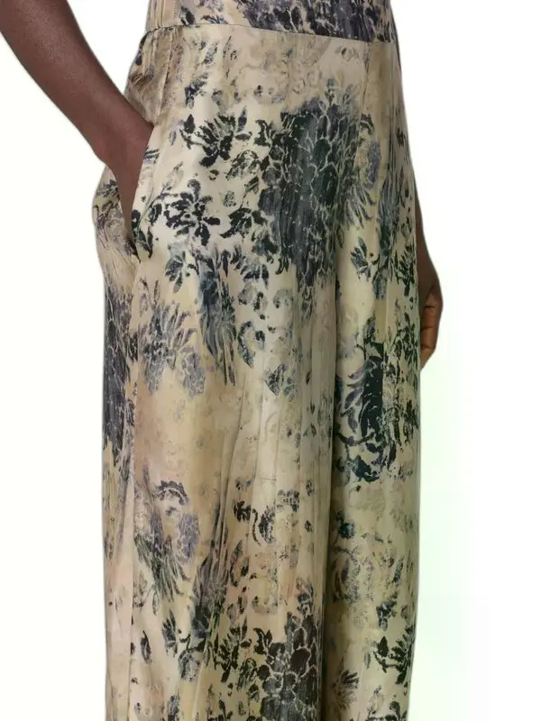 Antonio Marras Floral-print Silk Wide-leg Trousers - Neutrals