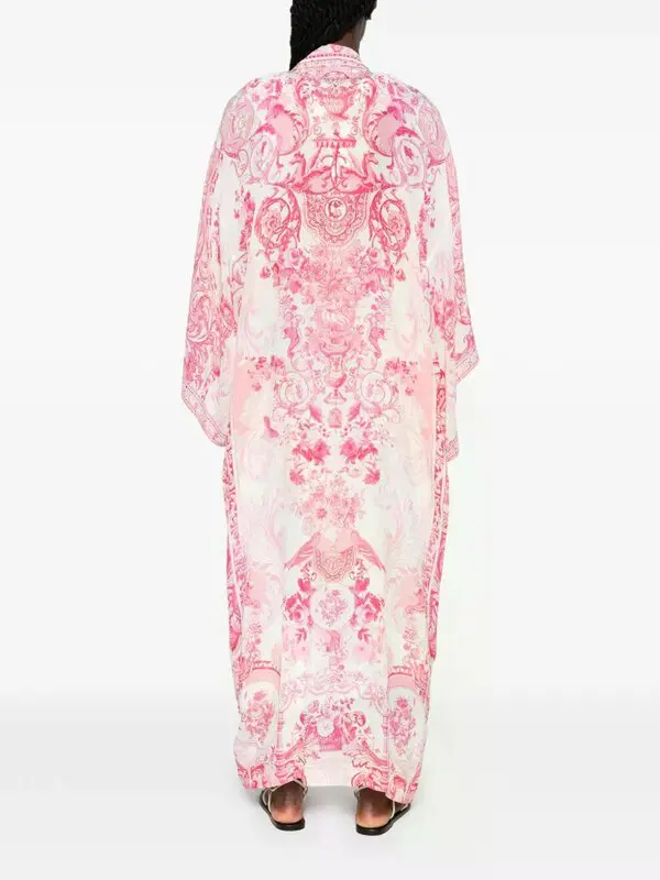 Camilla Silk Baroque Print Crystal Embellished Kimono