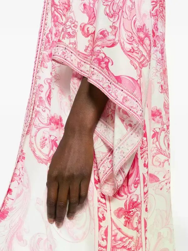 Camilla Silk Baroque Print Crystal Embellished Kimono