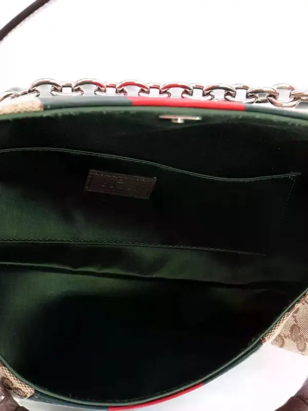 Gucci Horsebit Nm Web Chain Clutch Gg Canvas Medium Shoulder Bag