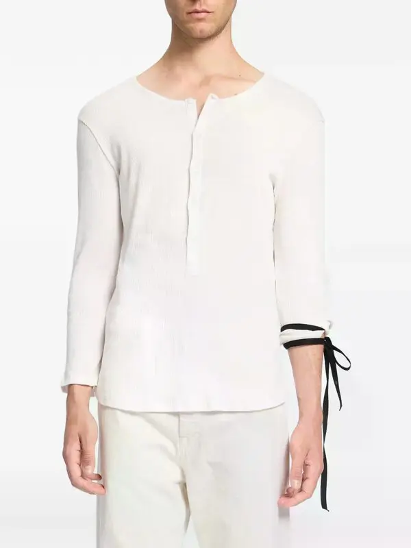 ANN DEMEULEMEESTER Ilyas Serafino Rib-jersey T-shirt - Neutrals