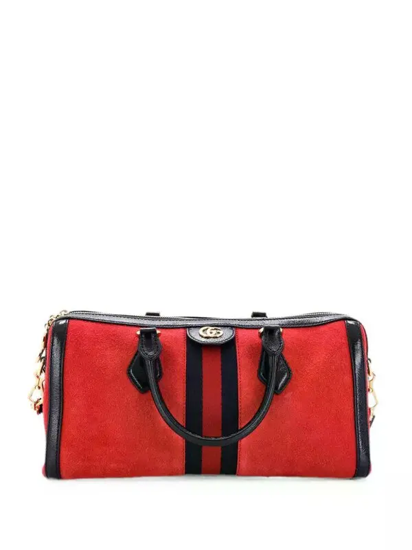 Gucci Ophidia Suede Medium Satchel Bag - Red