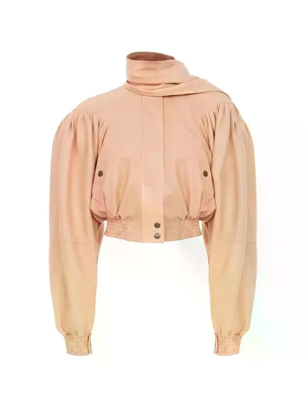 Chloé Scarf-detail Leather Cropped Jacket