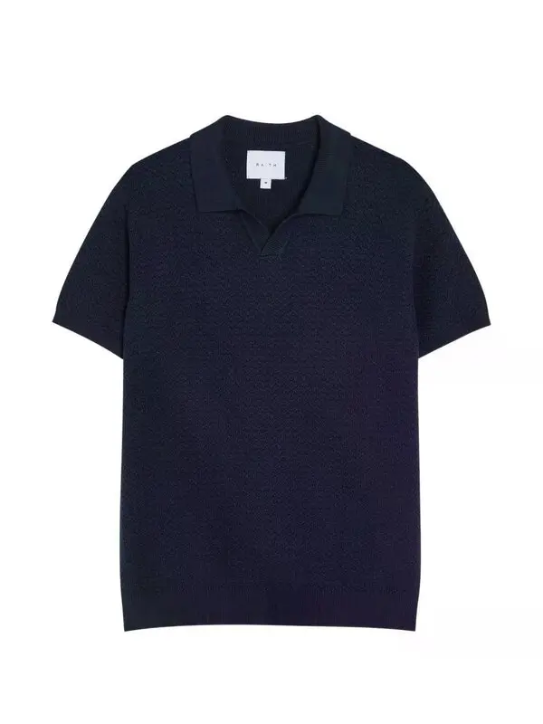 RAITH Textured-knit V-neck Polo Shirt