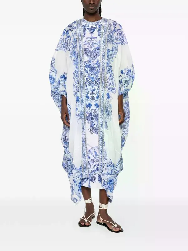 Camilla Crystal-embellished Graphic Print Kimono - White