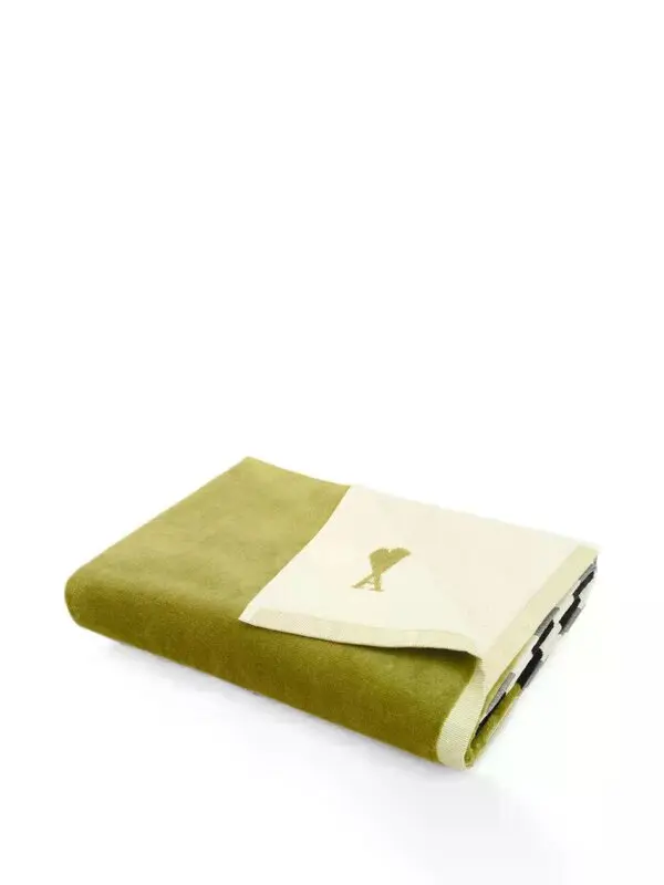 AMI Paris De Coeur Striped Beach Towel