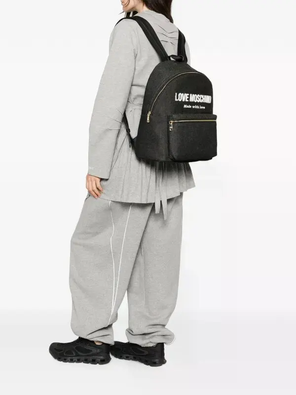 Moschino Denim Logo Backpack - Black