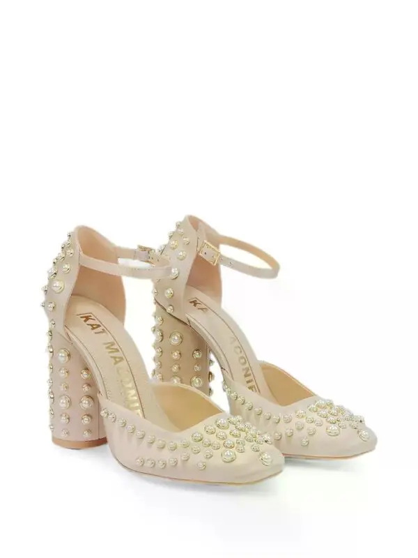 KAT MACONIE Zozo Pearl Embellished Block Heel Pumps