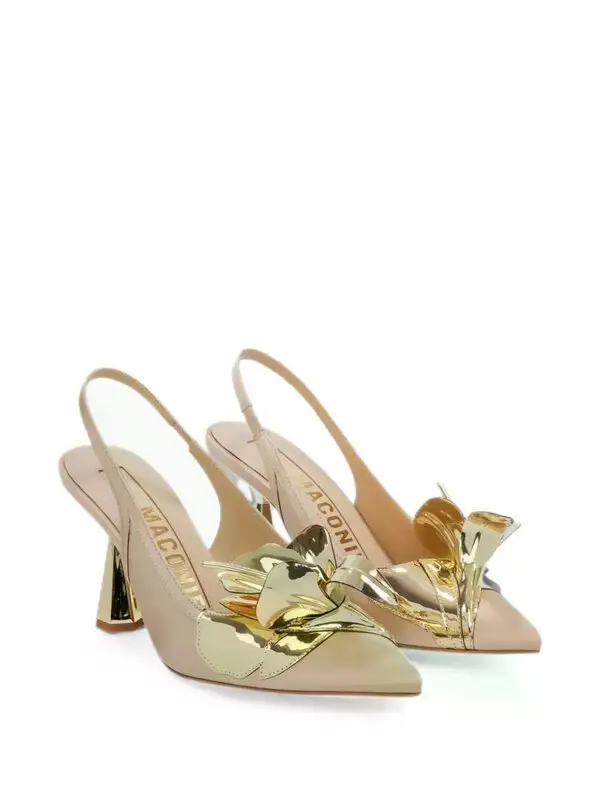 KAT MACONIE Tamannaah Floral-appliqué Mules - Neutrals