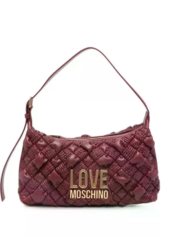 Moschino Quilted Logo-plaque Shoulder Bag - Red