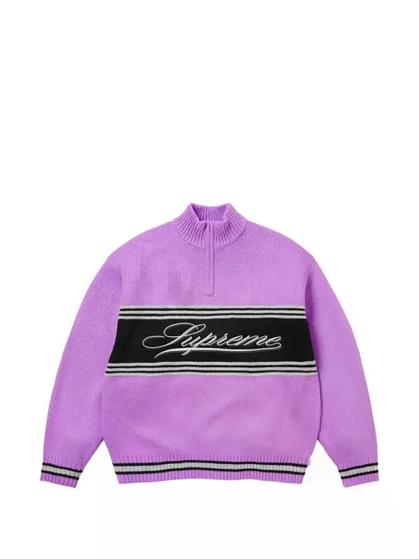 Supreme Script Stripe Half-zip Sweater