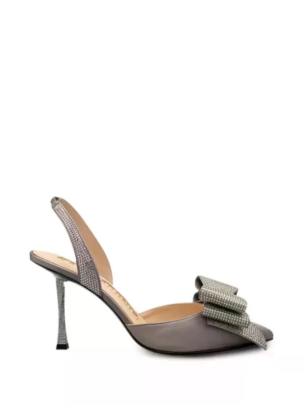 KAT MACONIE Mahira Crystal-embellished Bow-detail Pumps - Grey