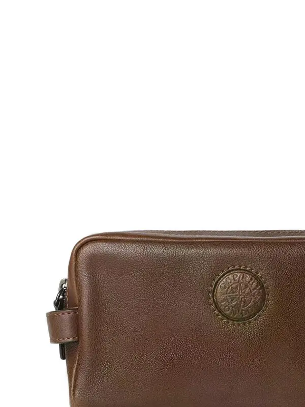 OSPREY LONDON Osprey Compass Logo-embossed Leather Wash Bag - Brown
