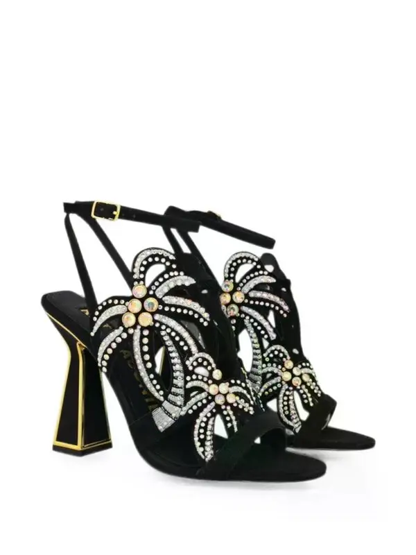 KAT MACONIE Crystal-embellished Palm-tree Sandals - Black