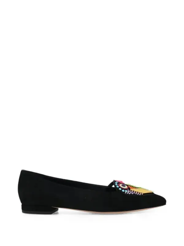 KAT MACONIE Embellished Pointed-toe Ballet Flats - Black