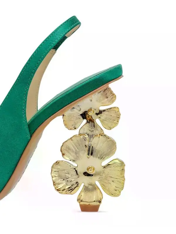 KAT MACONIE Mona Slingback Pumps With Embellished Heel - Green