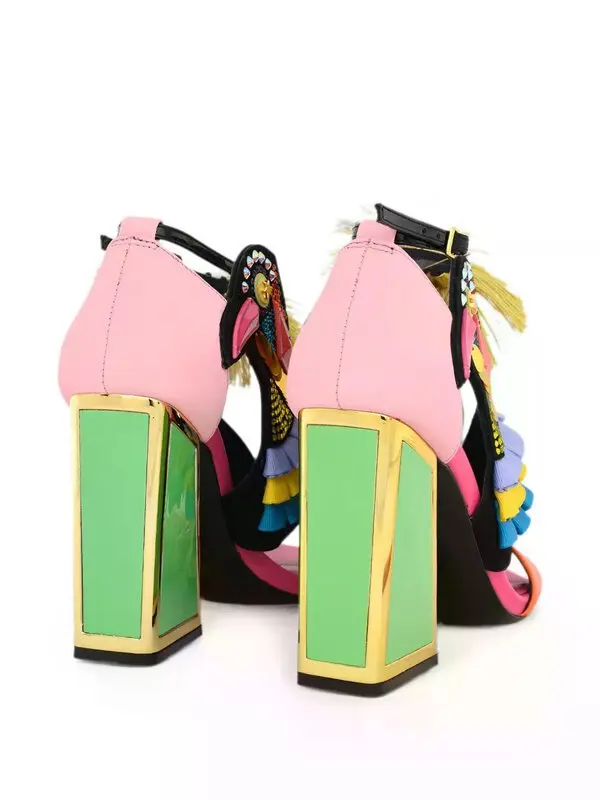 KAT MACONIE Aya Embellished Bird-motif Sandals - Pink