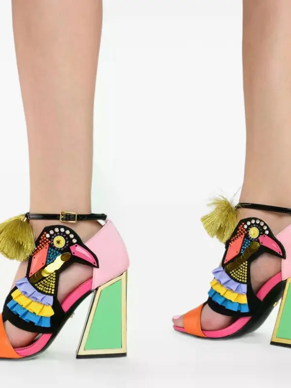 KAT MACONIE Aya Embellished Bird-motif Sandals - Pink