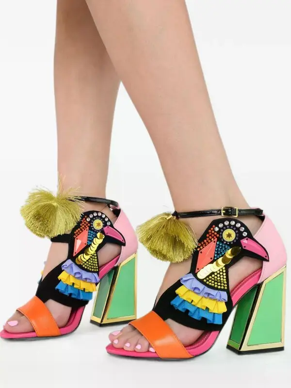 KAT MACONIE Aya Embellished Bird-motif Sandals - Pink