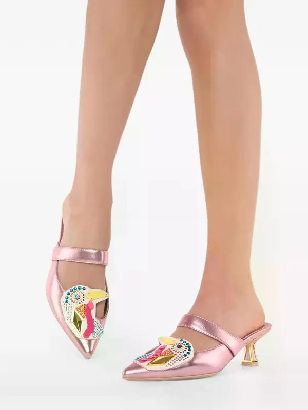 KAT MACONIE Embellished Metallic Mules