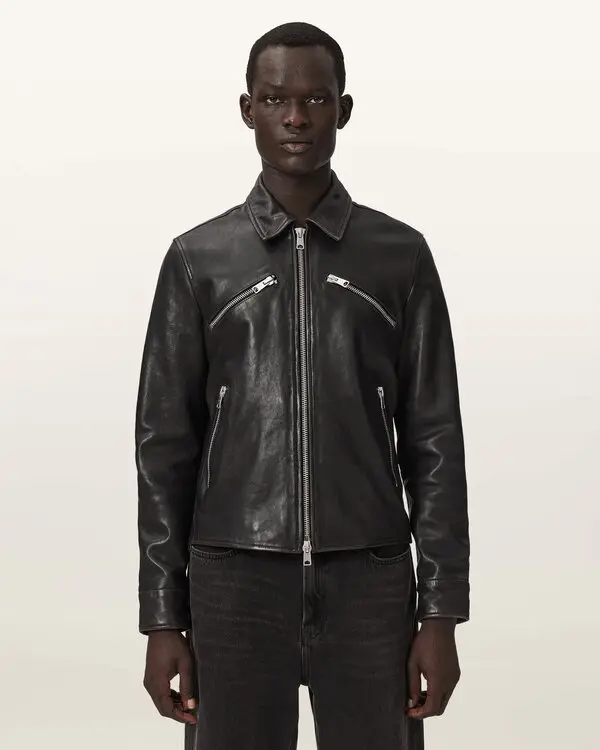 ALLSAINTS Verdi Fitted Leather Jacket - Black