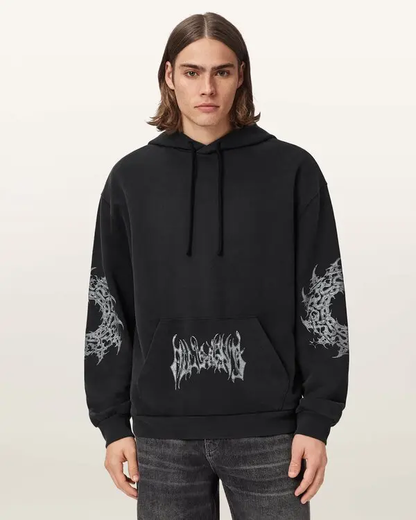 ALLSAINTS Helvette Long Sleeve Graphic Hoodie