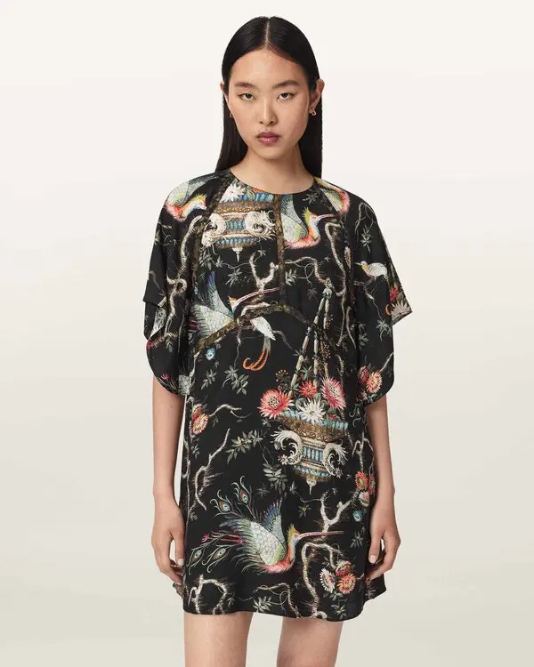 ALLSAINTS Xena Relaxed Fit Mini Dress - Black