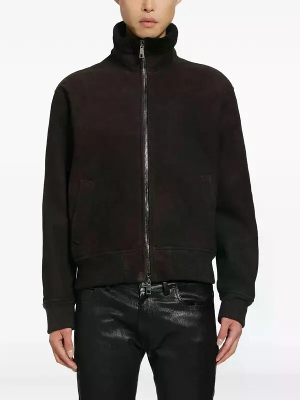 GIORGIO BRATO Shearling-collar Zip-up Leather Jacket