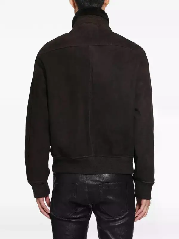 GIORGIO BRATO Shearling-collar Zip-up Leather Jacket