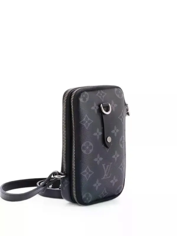 LOUIS VUITTON Double Phone Pouch Reverse Monogram Eclipse Canvas Clutch Bag - Black