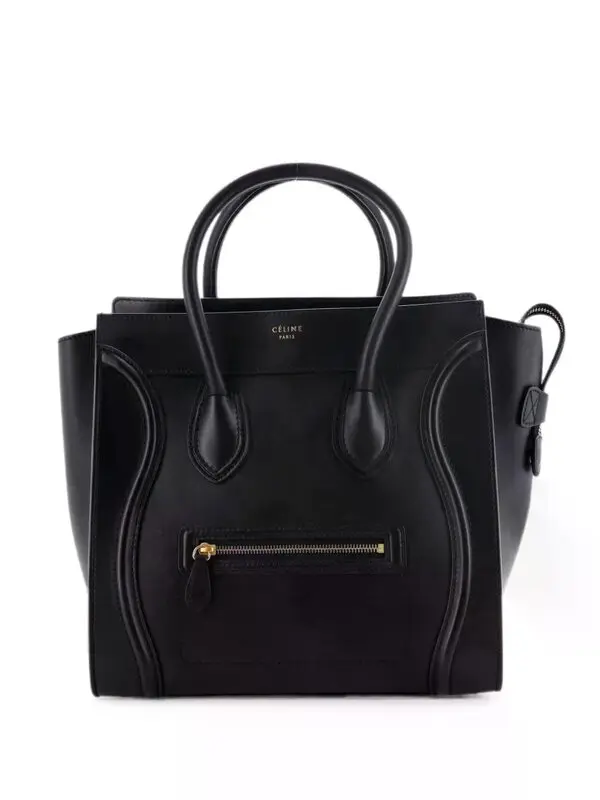 Celine Luggage Bag Smooth Leather Mini Tote Bag - Black