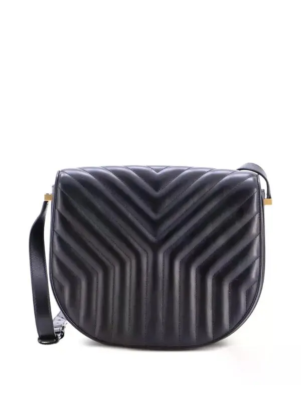 Saint Laurent Joan Matelassé Chevron Leather Medium Satchel - Black