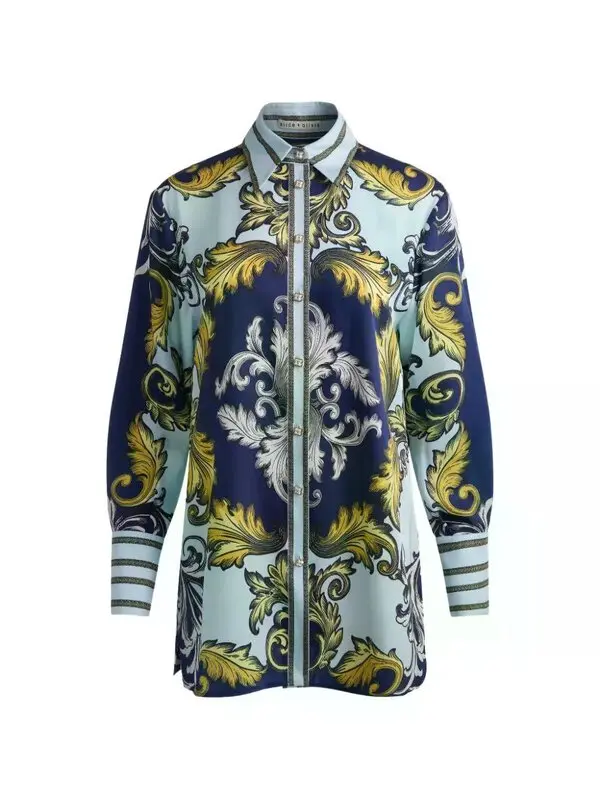 Alice + Olivia Baroque Print Button-up Shirt - Blue