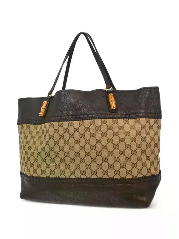 Gucci 1990-2000s Bamboo Gg Tote Bag