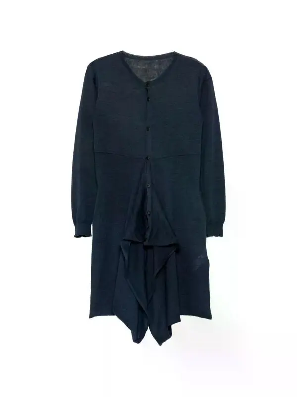 Yohji Yamamoto Plain Stitch Flared Long Cardigan - Blue