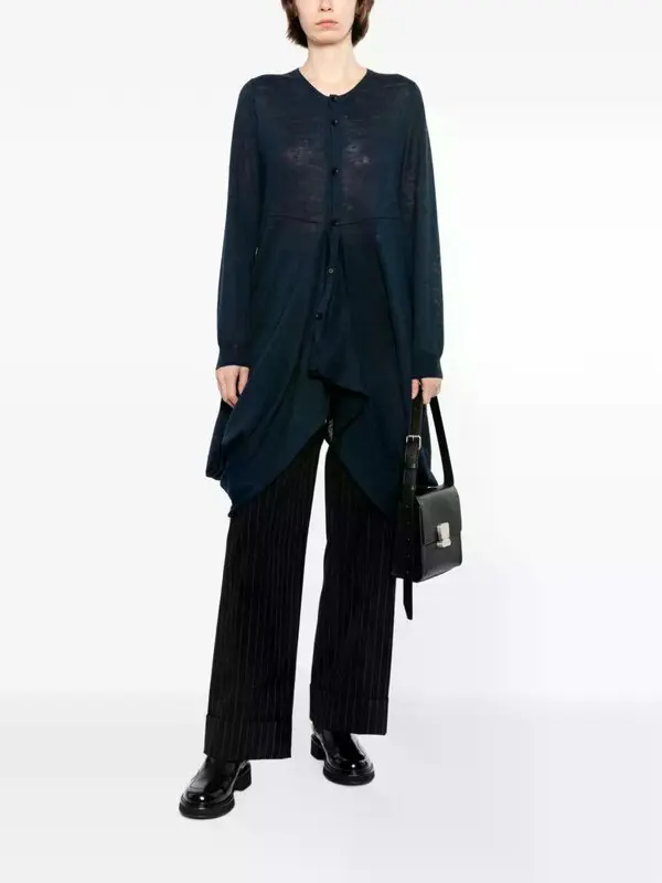 Yohji Yamamoto Plain Stitch Flared Long Cardigan