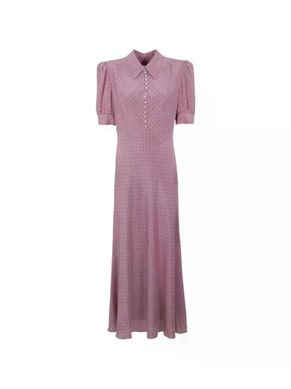 Alessandra Rich Polka-dot Pearl-button Dress - Pink