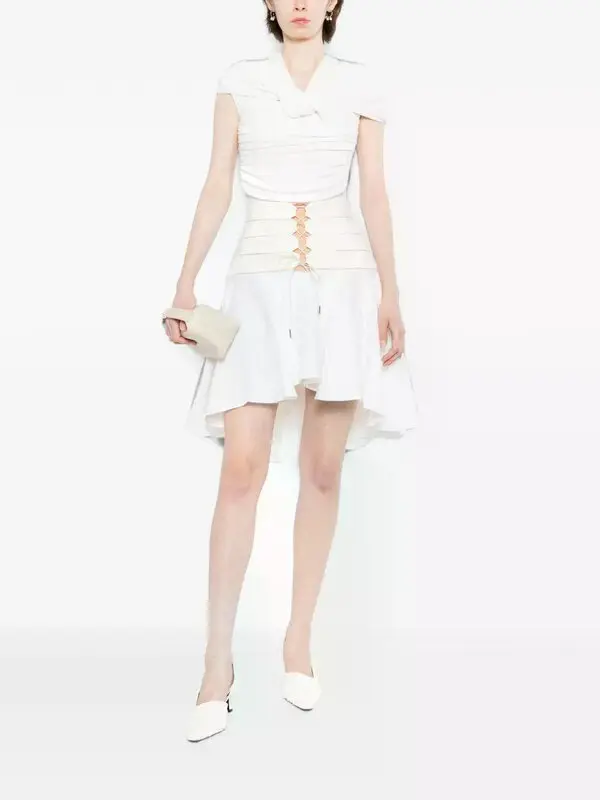 Antonio Berardi Off-white Lace-up Flared Skirt
