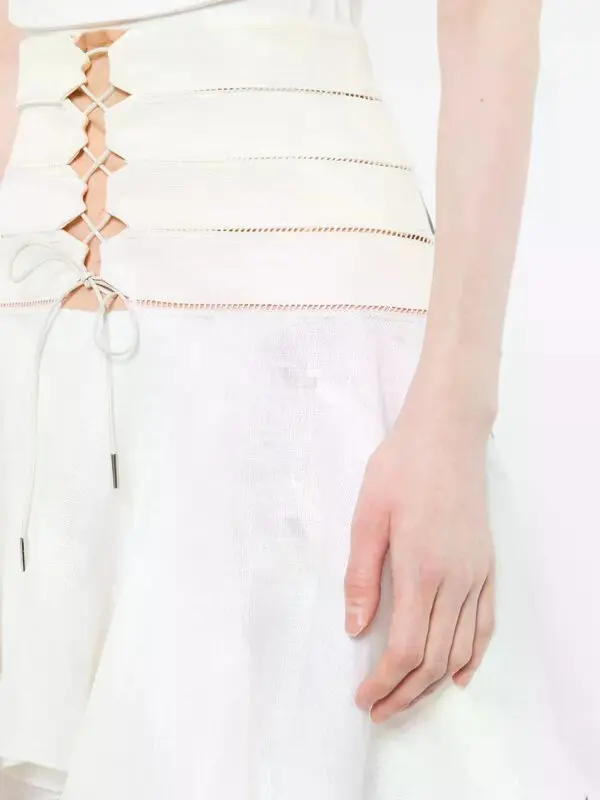 Antonio Berardi Off-white Lace-up Flared Skirt