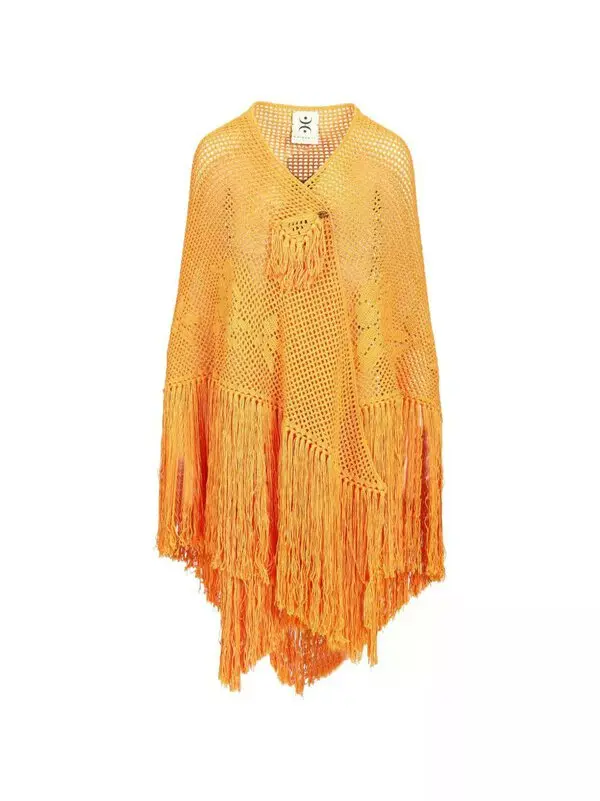 CHIARA IS Fringe-trimmed Open-knit Scarf - Orange