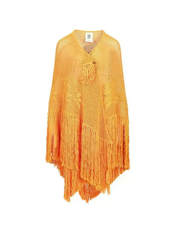 CHIARA IS Fringe-trimmed Open-knit Scarf - Orange